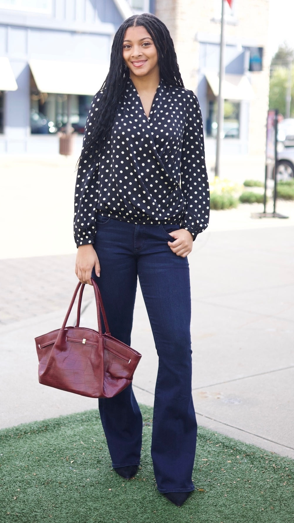 Penny Polka Dot Blouse - Black – Tunie's Boutique